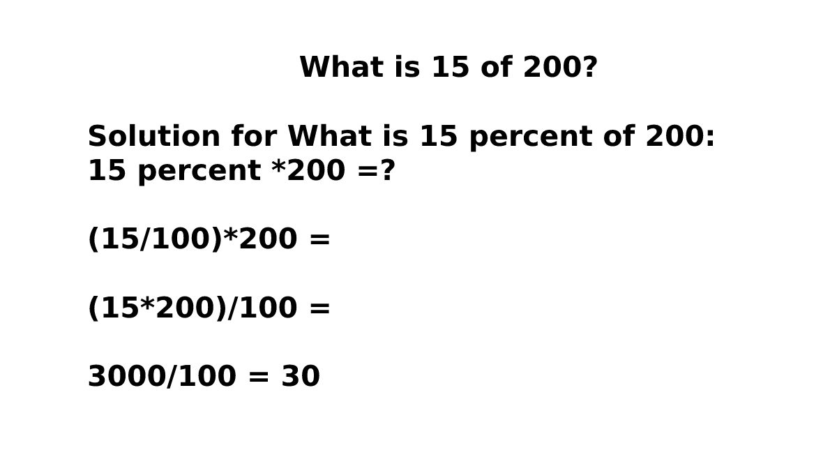 What Is 15 Of 200 What Is 15 Percent Of The 200 And Calculated Percent